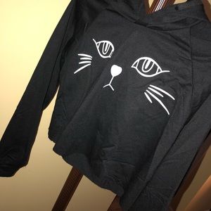 SHEIN | Tops | 25nwt Crop Cat Hoodie | Poshmark